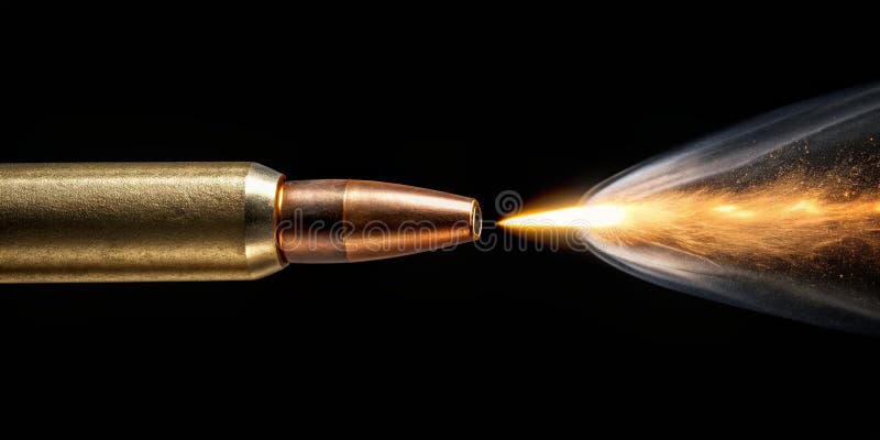 Bullet in Slow Motion, Leaving a Trail of Fire, Smoke and Debris Behind ...