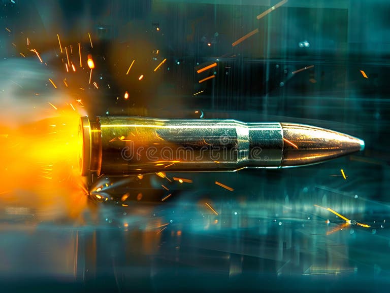 A Bullet is Being Fired with Sparks Stock Photo - Image of generated ...