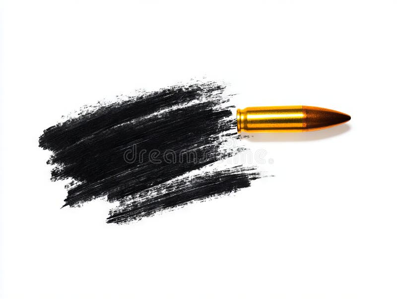 A Bullet with a Black Brush Stroke on a White Background Stock Image ...