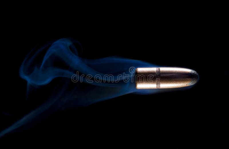 Bullet and blue smoke stock image. Image of speed, copper - 102797765