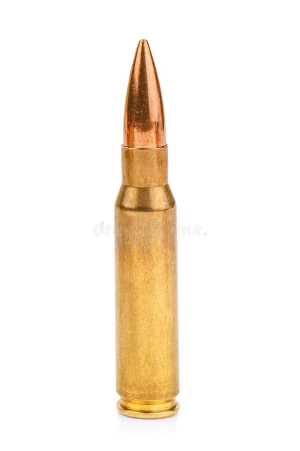 Bullet with Cartridge on White Stock Image - Image of copper, violence ...