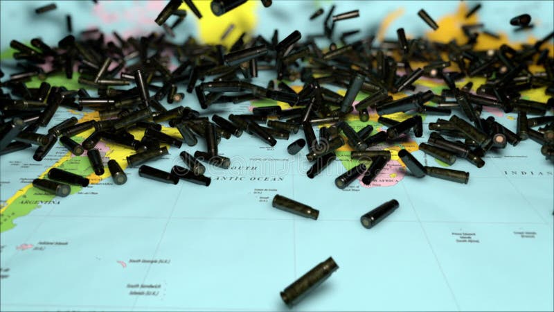 Bullet Casings Fall on the Political Map Stock Footage - Video of ak47 ...