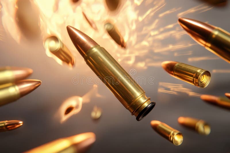 Bullet Casings and Sparks Flying through the Air during a High-speed ...