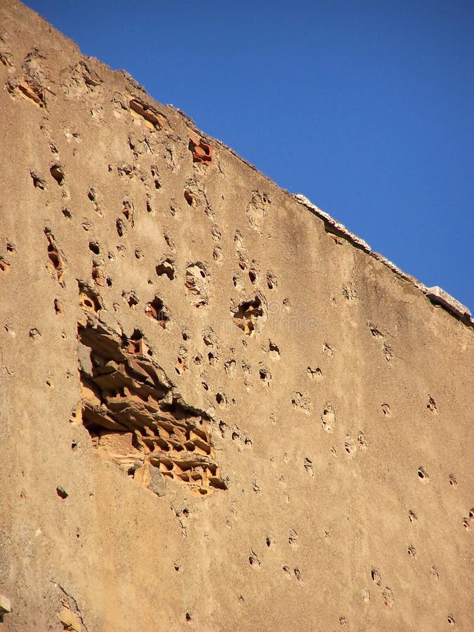 Bullet damaged Wall stock photo. Image of damaged, battle - 2974642