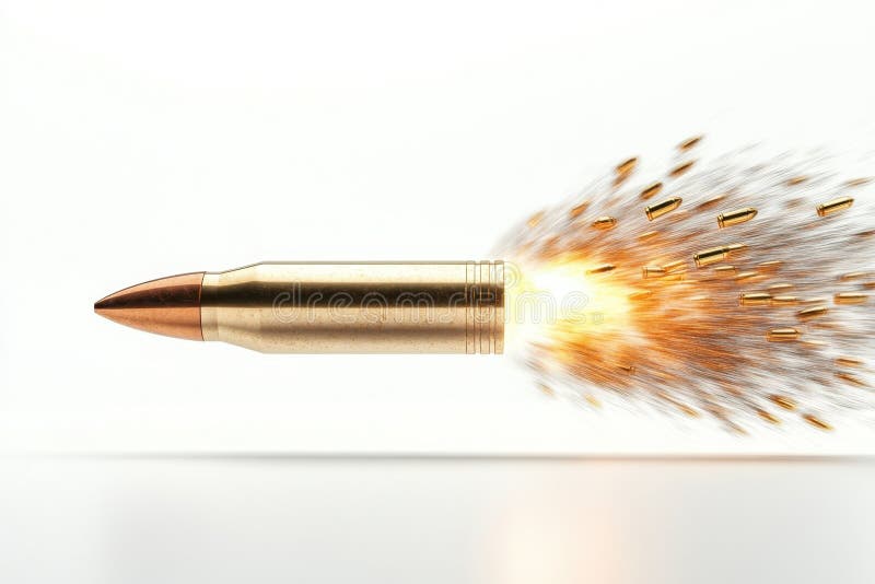 Bullet in Rapid Motion Ejecting Sparks and Fragments while Being Fired ...
