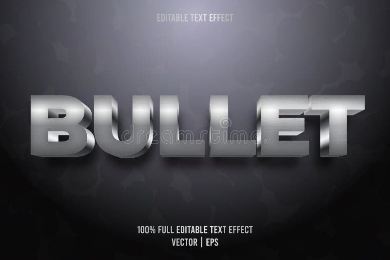 Bullet Editable Text Effect Metallic Style Stock Vector - Illustration ...