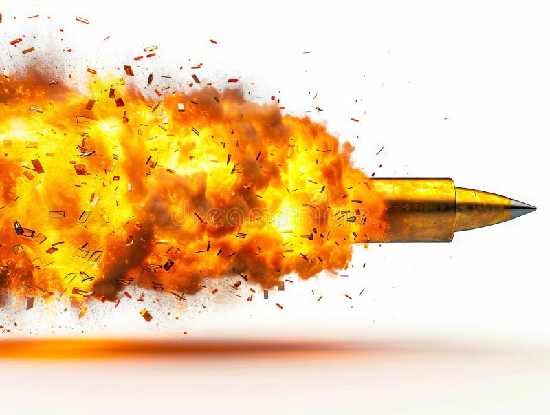 A Bullet Exploding Out of a Bullet on a White Background Stock Image ...