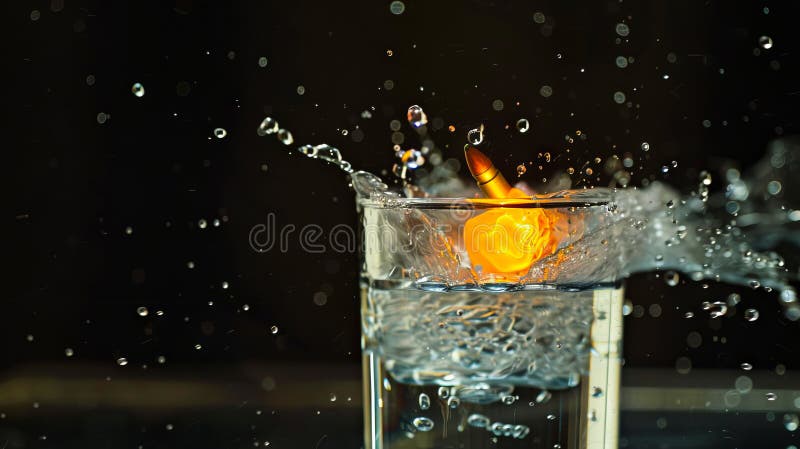 A Bullet is Falling into a Glass of Water Stock Image - Image of body ...