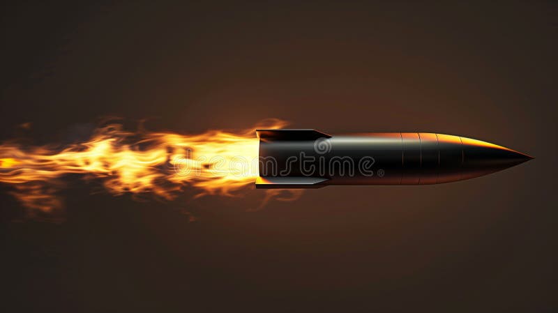 Bullet in Fire on a Dark Background. 3d Illustration. Stock ...