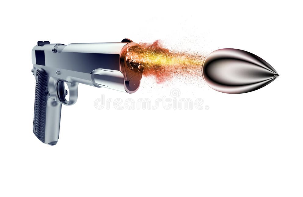 Bullet Fired from a Gun Isolated on Black Stock Image - Image of weapon ...