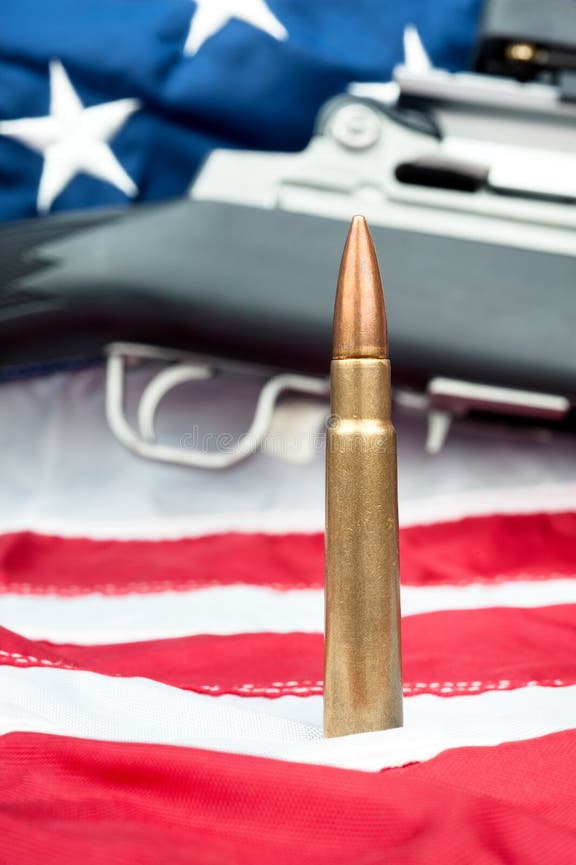 Bullet on flag stock image. Image of amendment, shell - 29196075