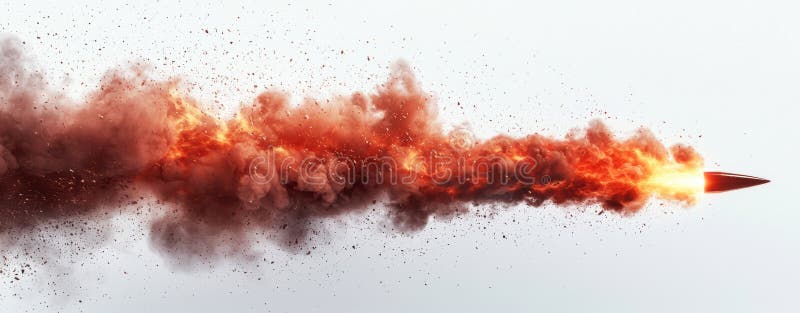 Bullet in Flight with Explosion and Fire Stock Illustration ...