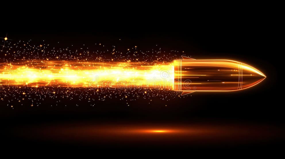 Bullet in Flight High-speed Action Digital Effects Dark Background ...
