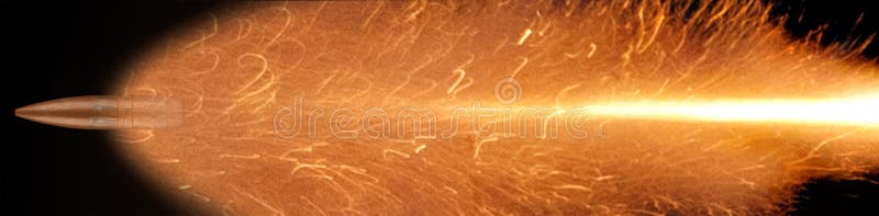 Bullet Flying from a Barrel Stock Image - Image of cartridge, military ...