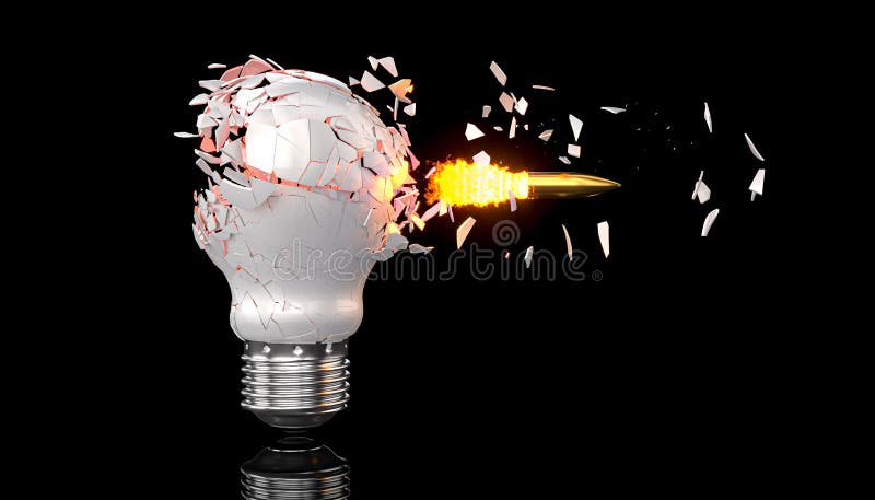 Bullet Hits an Electric Light Bulb Stock Illustration - Illustration of ...