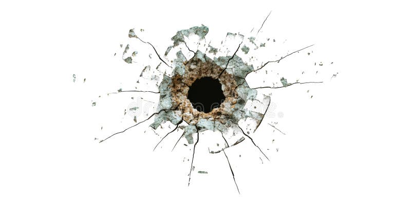 Bullet Hole with Cracked Glass Effect Isolated on Transparent ...