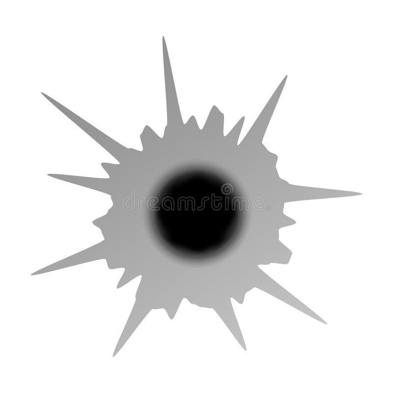 Bullet Hole with Cracks. Round Damage from Punching Stock Vector ...