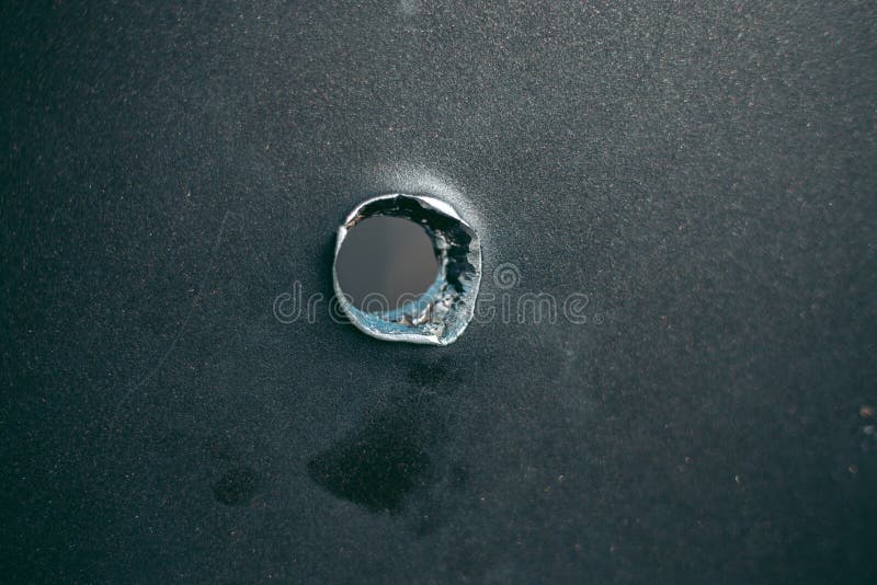 Bullet Hole on a Metal Sheet Stock Image - Image of steel, detail ...