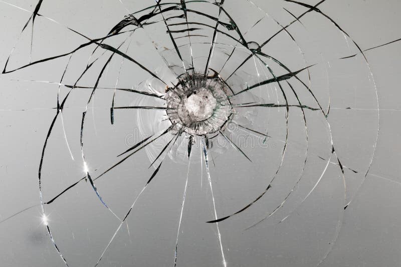 Bullet Hole in the Rock. Broken Window, Cracks Stock Image - Image of ...