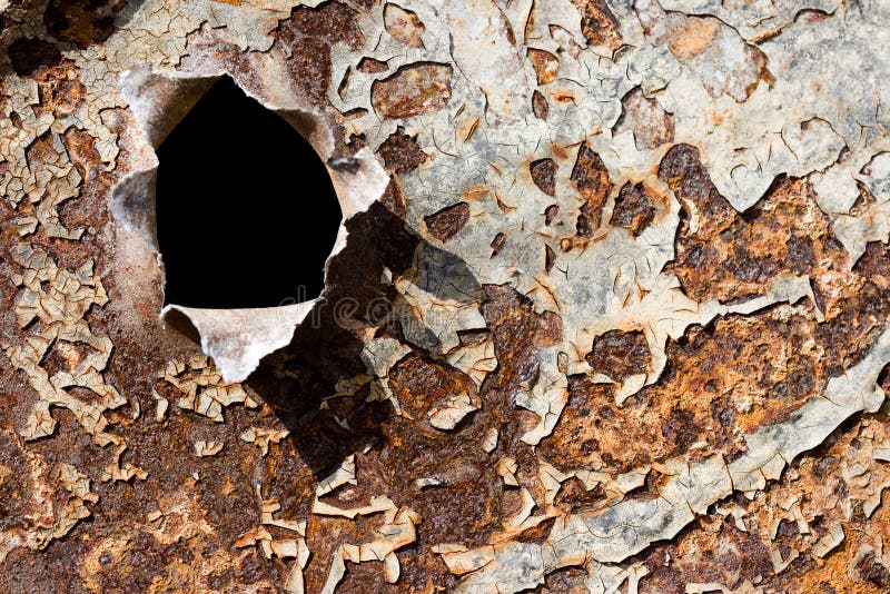 Rusty Bullet Hole Background Texture Stock Photo - Image of holes ...
