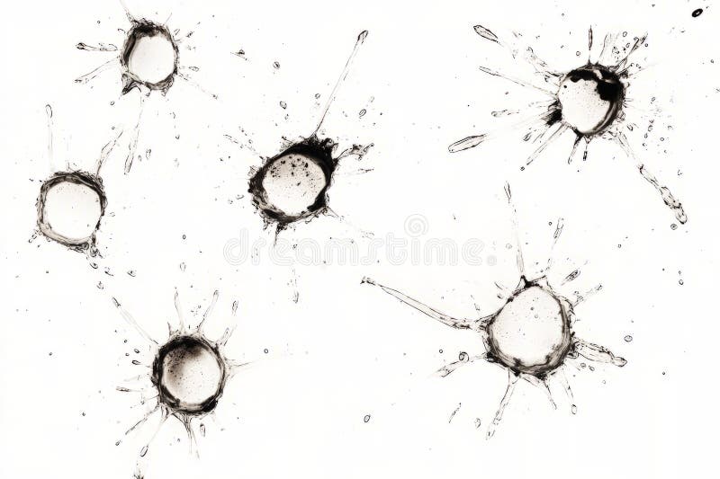 Bullet Hole Set with Visible Burn Marks, White Background Stock ...