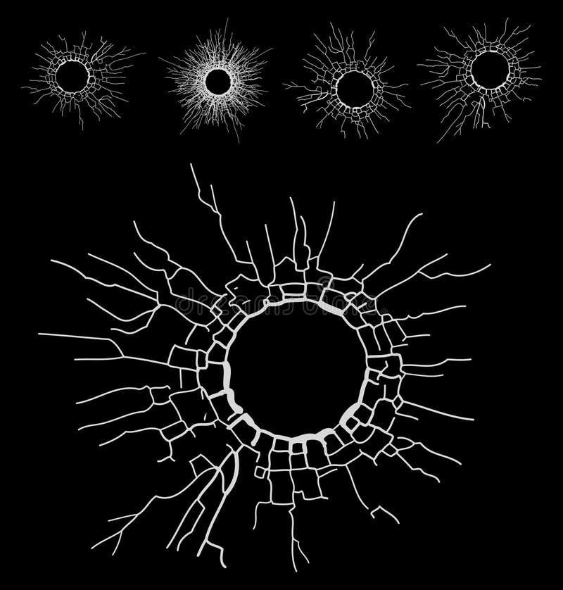 Bullet holes in glass stock vector. Illustration of cracked - 6675837