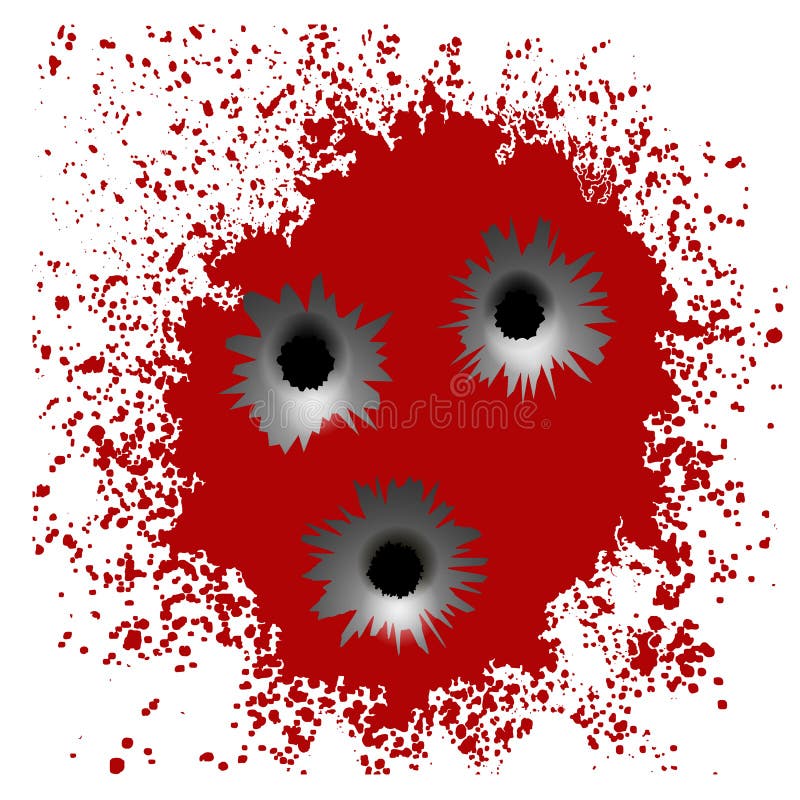 Bullet Holes on Red Blood Splatter Background Stock Illustration ...