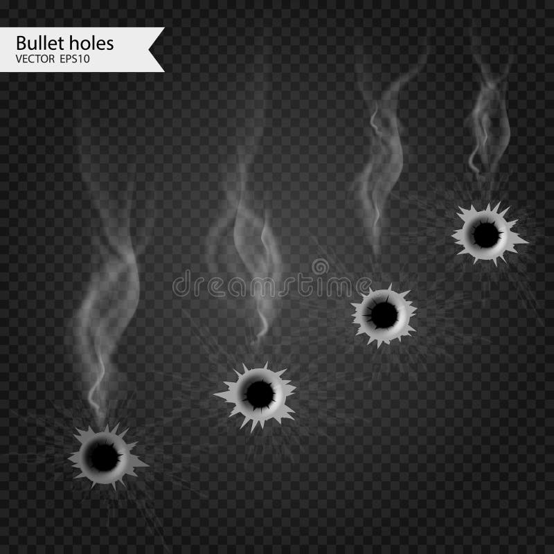Bullet Holes with Smoke. Vector Isolated Stock Vector - Illustration of ...
