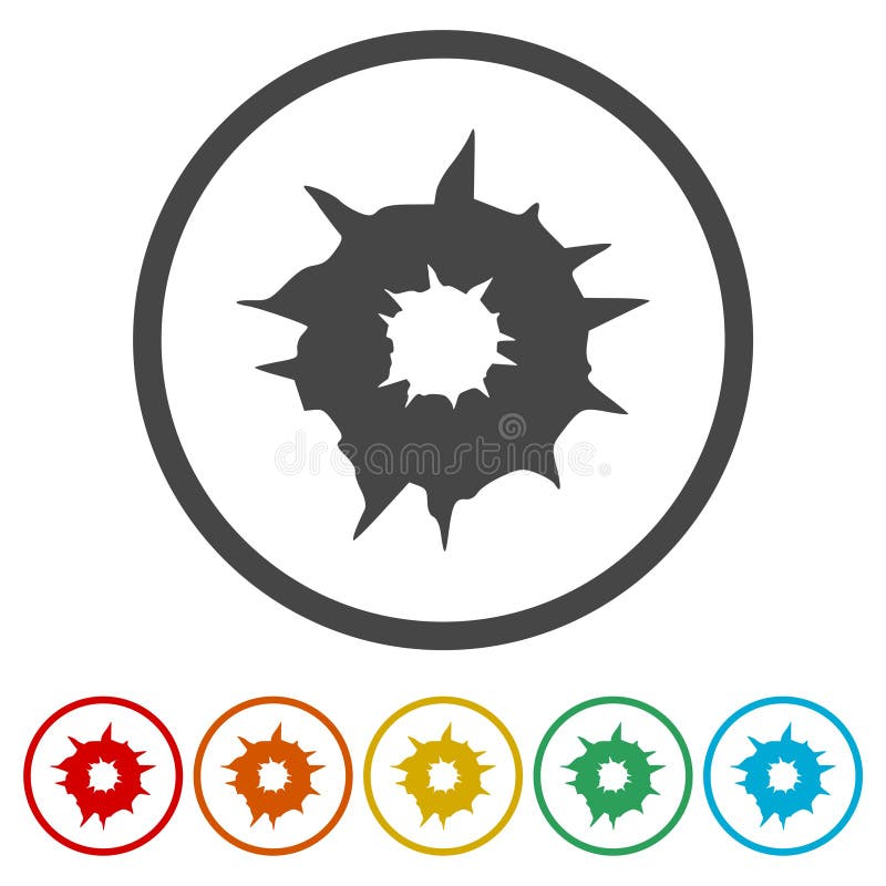 Bullet Holes, Vector Icons Set Stock Vector - Illustration of crushed ...