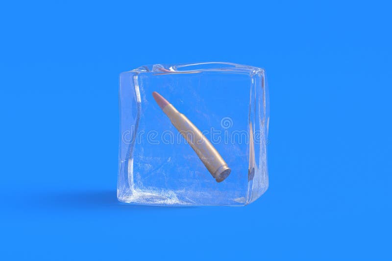 Bullet in ice cube stock illustration. Illustration of power - 283380299