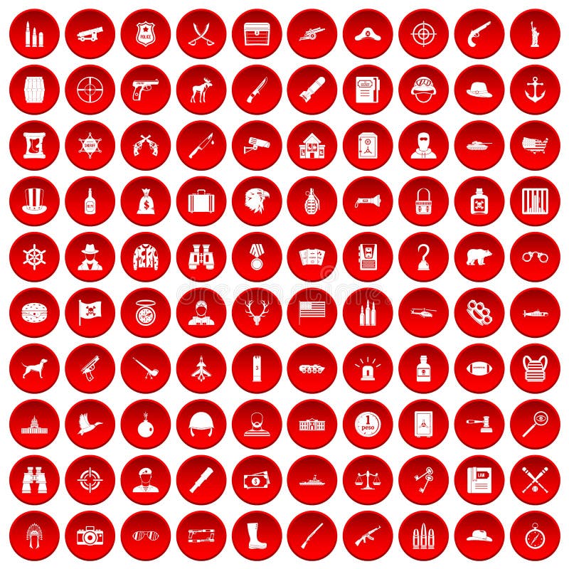 100 bullet icons set red stock vector. Illustration of helicopter ...