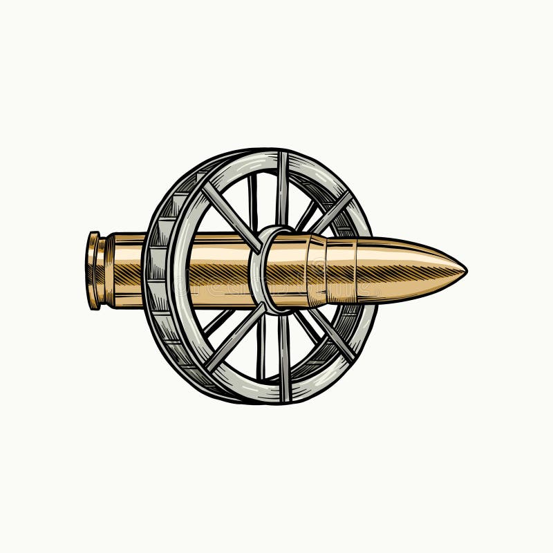 Illustration of Bullet Combined with Water Wheel Stock Vector ...