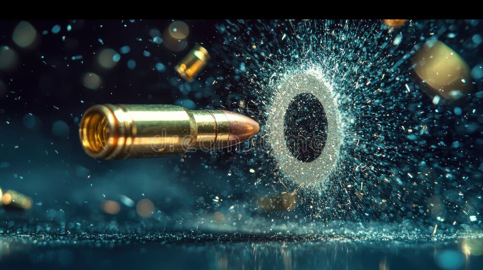Bullet Impact Creating Dynamic Effects of Energy and Motion Stock ...