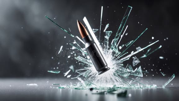 Bullet Impacts Glass Shattering with Explosive Force in a Dark Setting ...
