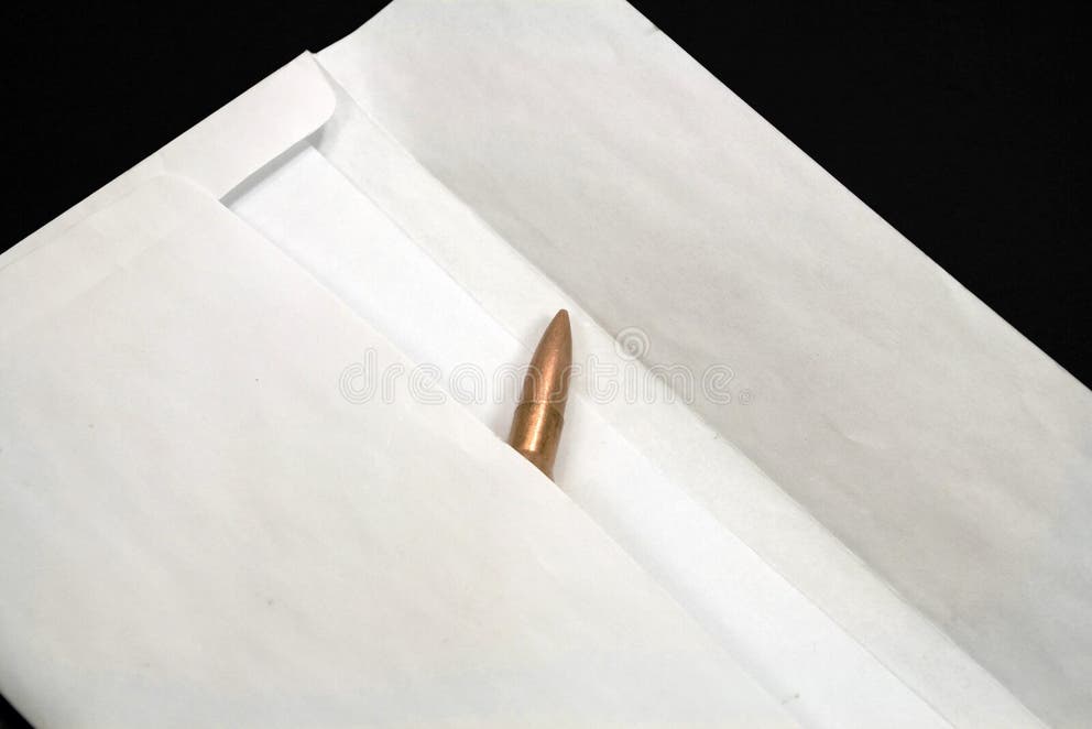 Bullet inside envelope stock image. Image of threatening - 3868061