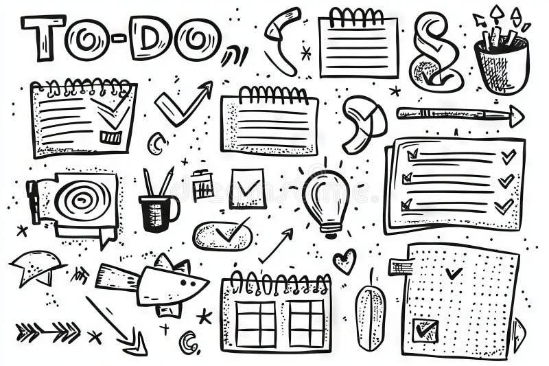 Bullet Journal Doodle Sketch Elements, Stickers, and Planner Labels in ...