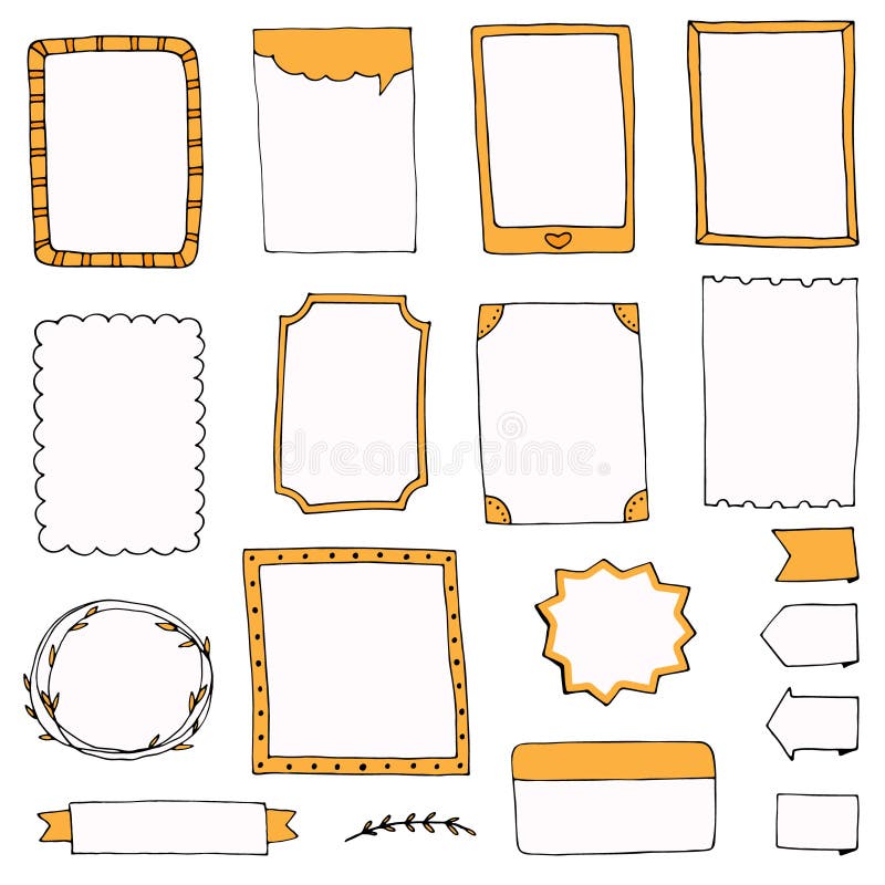 Bullet Journal Hand-drawn Frames Set Stock Vector - Illustration of ...