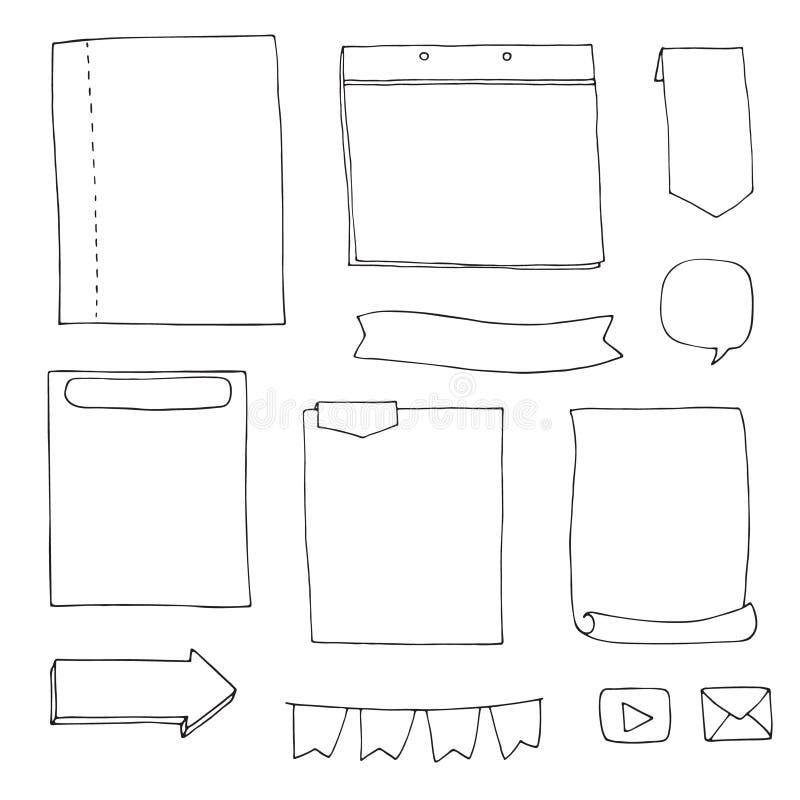 Bullet Journal Hand-drawn Frames Set Stock Vector - Illustration of ...