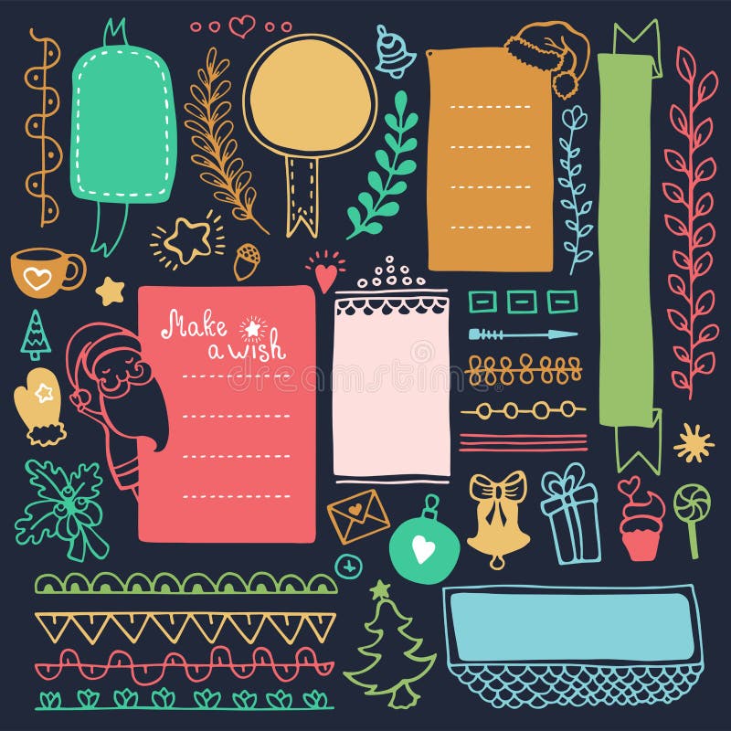 Bullet Journal Hand Drawn Vector Elements Stock Vector - Illustration ...