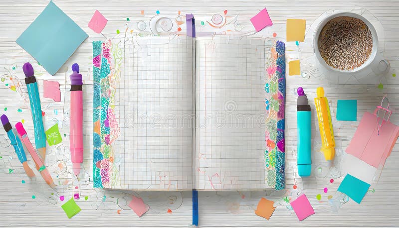 Bullet Journal Layout - a Top-down View of a Blank Creative Diary with ...