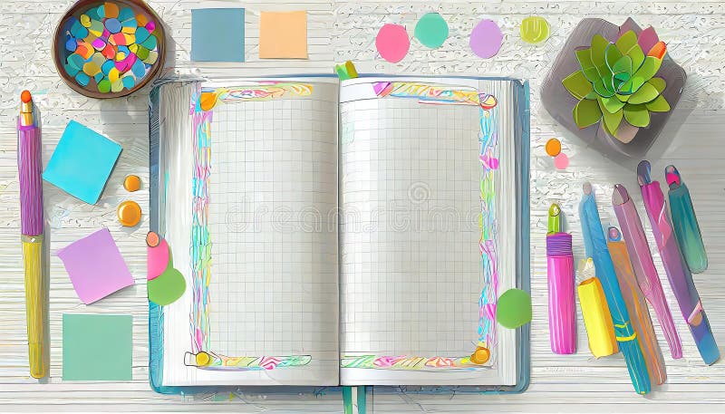 Bullet Journal Layout - a Top-down View of a Blank Creative Diary with ...