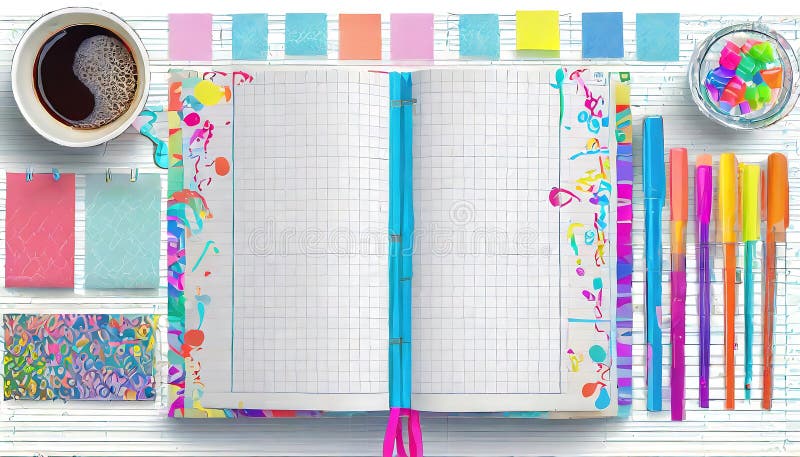 Bullet Journal Layout - a Top-down View of a Blank Creative Diary with ...