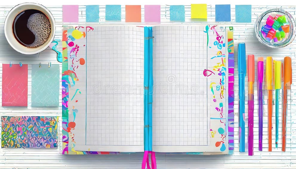 Bullet Journal Layout - a Top-down View of a Blank Creative Diary with ...