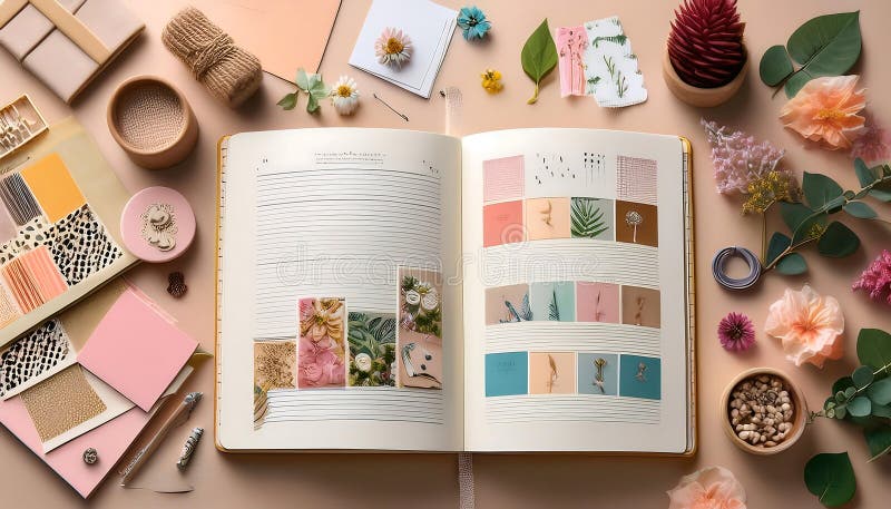 Bullet Journal Layout - a Top-down View of a Blank Creative Diary with ...