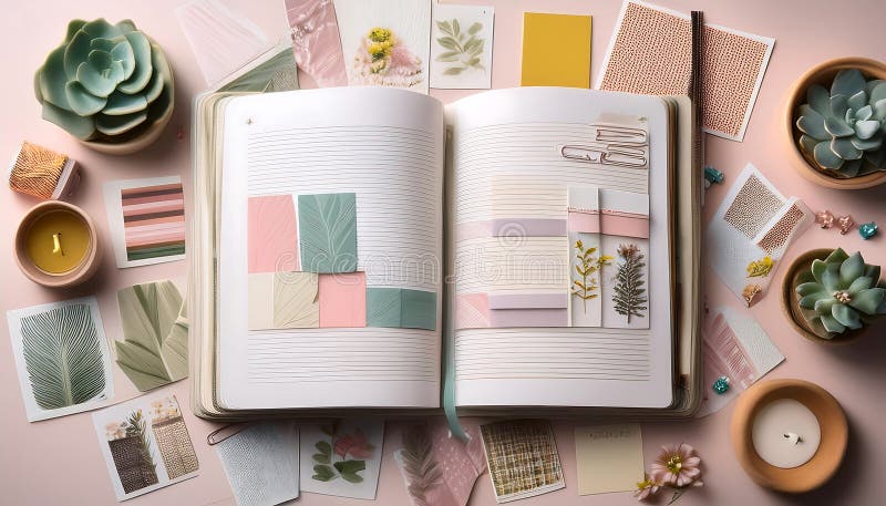 Bullet Journal Layout - a Top-down View of a Blank Creative Diary with ...