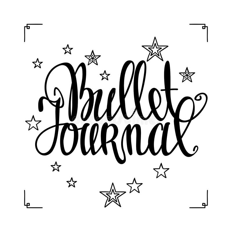 Bullet Journal Hand Drawn Lettering Isolated on White. Stock Vector ...