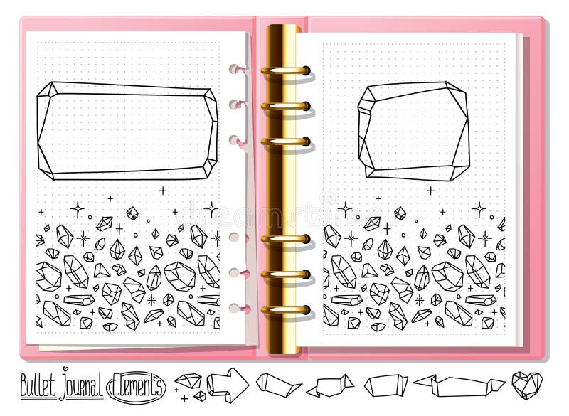 Bullet Journal Mock Up Crystal Doodles. Hand Drawn Gemstones for ...