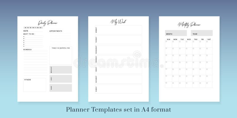 Bullet Journal, Planner, Habits Tracker Printable Template Stock ...