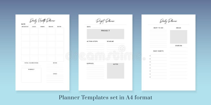 Bullet Journal, Planner, Habits Tracker Printable Template Stock ...