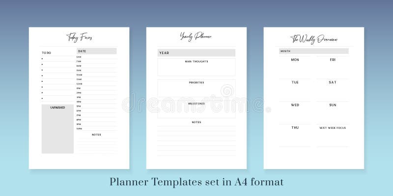 Bullet Journal, Planner, Habits Tracker Printable Template Stock ...
